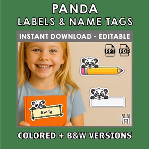 Panda Name Tags Classroom Labels Asian Animal Zoo Editable Files ...
