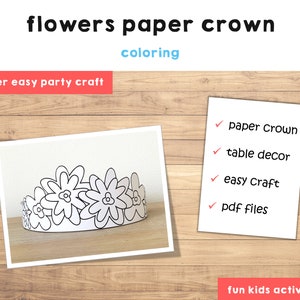 Flower Paper Crown Party Coloring Printable Kids Craft Spring Fairy ...