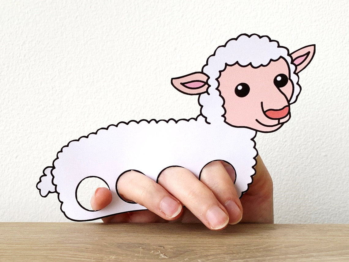 Sheep paper craft printable farm animal Finger Puppet Pretend | Etsy