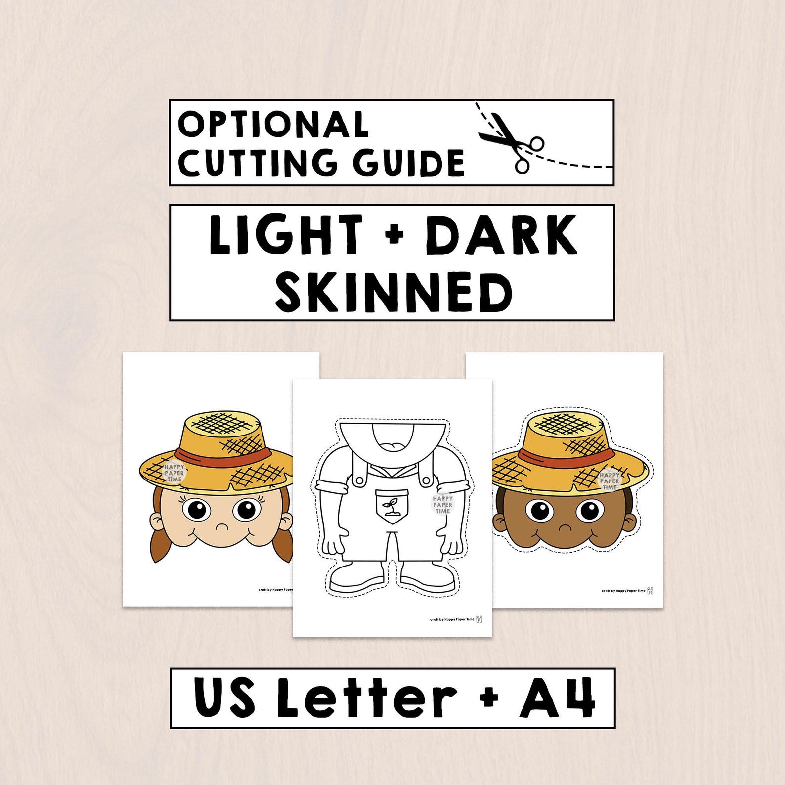Farmer Paper Bag Puppet Printable Gardener Community Helper Craft ...