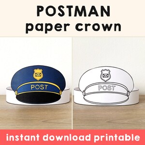 Postman Cap Hat Paper Crown Party Coloring Printable Kids Craft ...