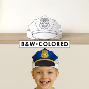 Police Cap Hat Paper Crown Party Coloring Printable Kids Craft ...