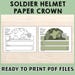 Soldier Helmet Paper Crown Headband Military Army Veteran Day Coloring ...