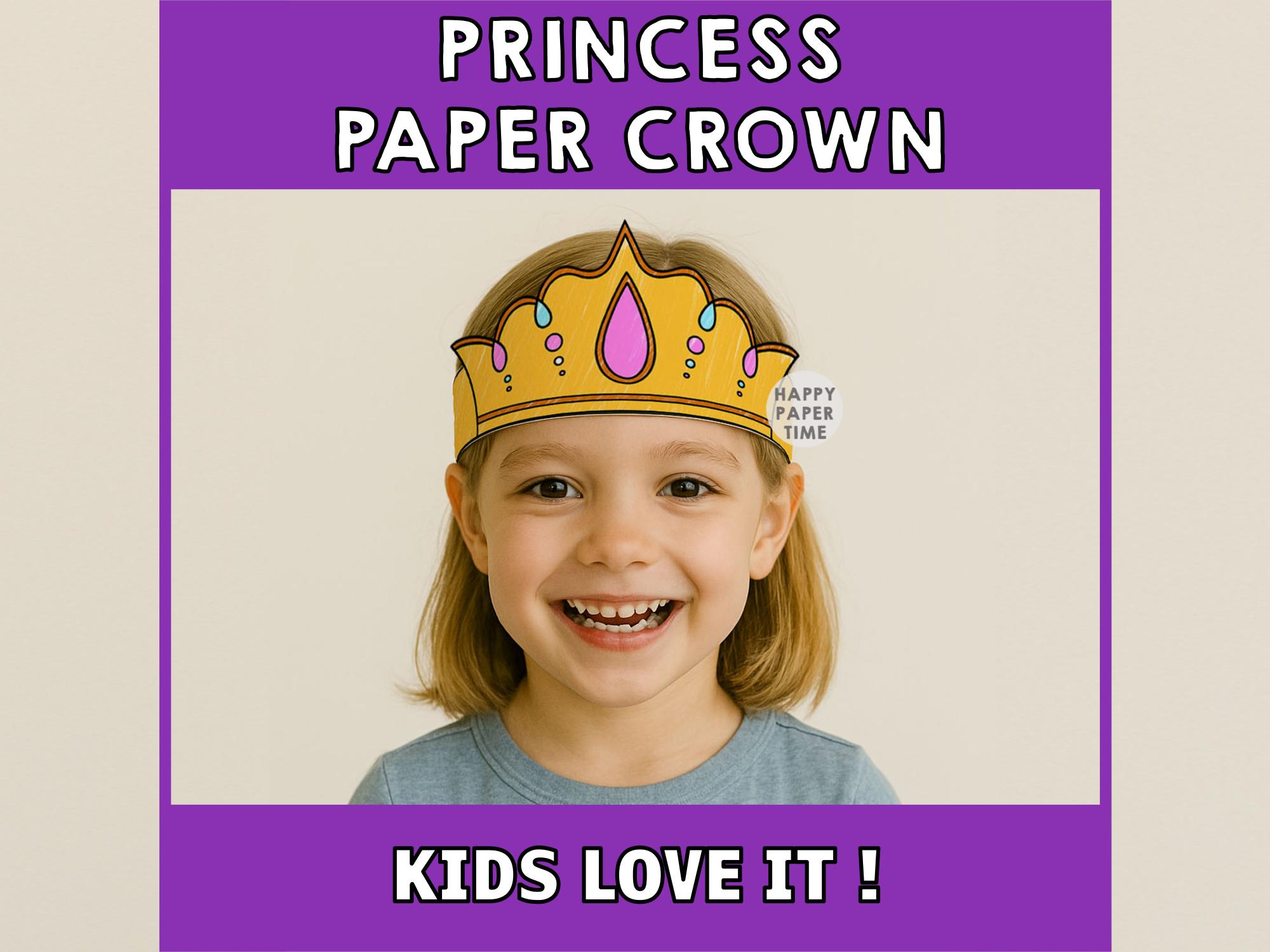 Princess Paper Crown Template Fantasy Medieval Party Headband Coloring ...