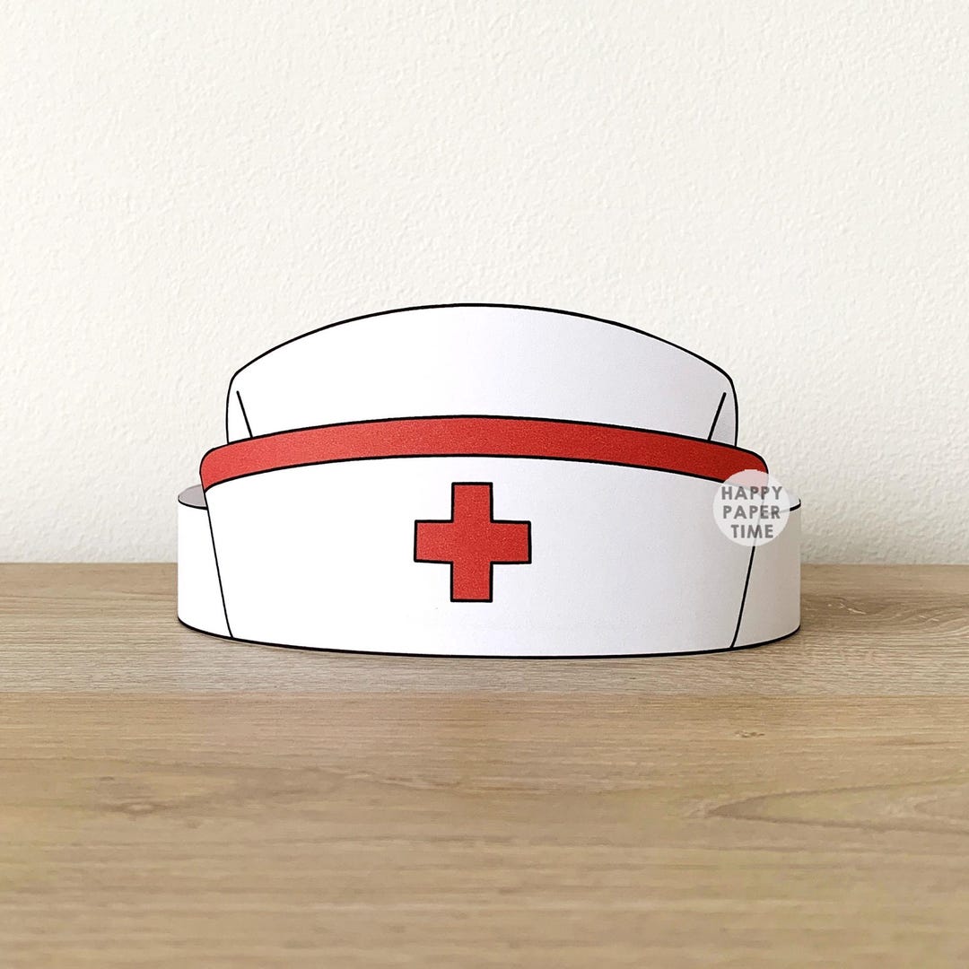 Nurse Cap Hat Paper Crown Party Coloring Printable Kids Craft Doctor ...