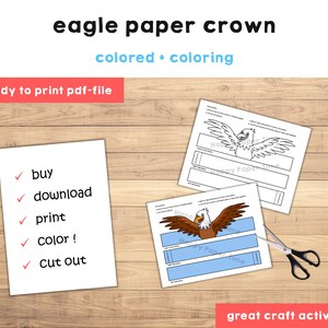 Eagle Paper Crown Party Activity Printable Kids Coloring Craft America ...