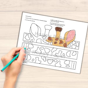 Giraffe Ears Paper Crown Party Coloring Printable Kids Craft Safari ...