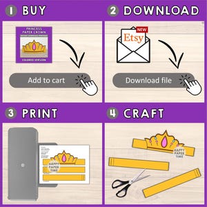 Princess Paper Crown Template Fantasy Medieval Party Headband Costume ...