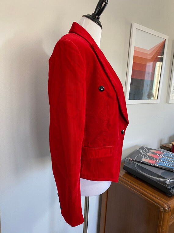 Vibrant Red Corduroy Cropped Blazer - Gem