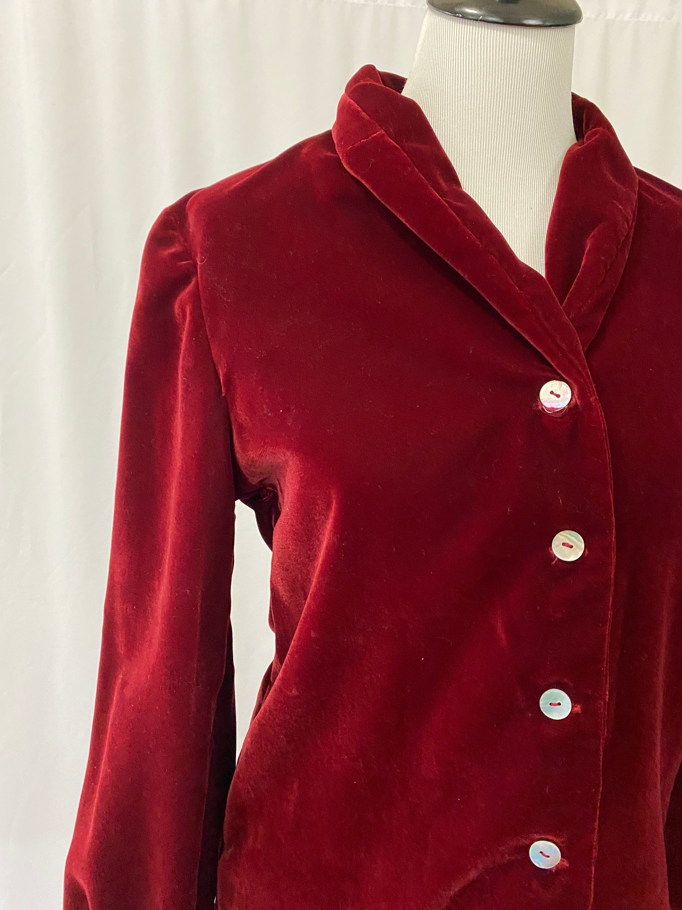 Vintage Red Velvet Handmade Blouse - Etsy
