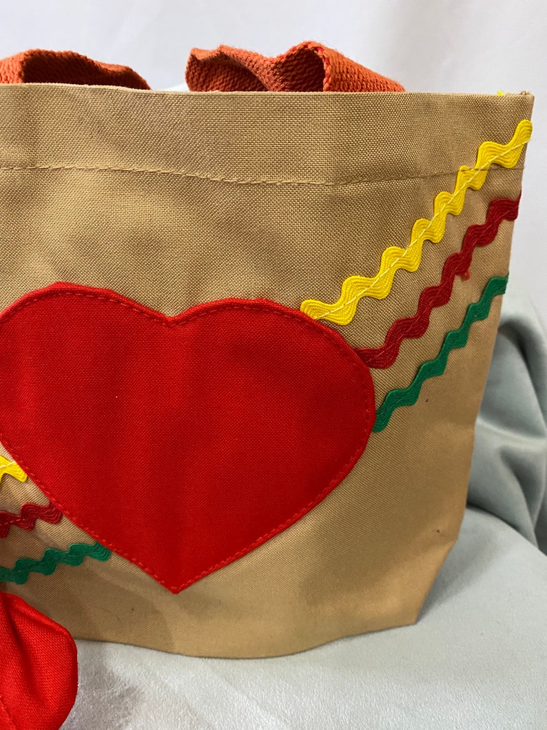 1980s Heart and Rainbow Rickrack Mini Tote Bag - Etsy