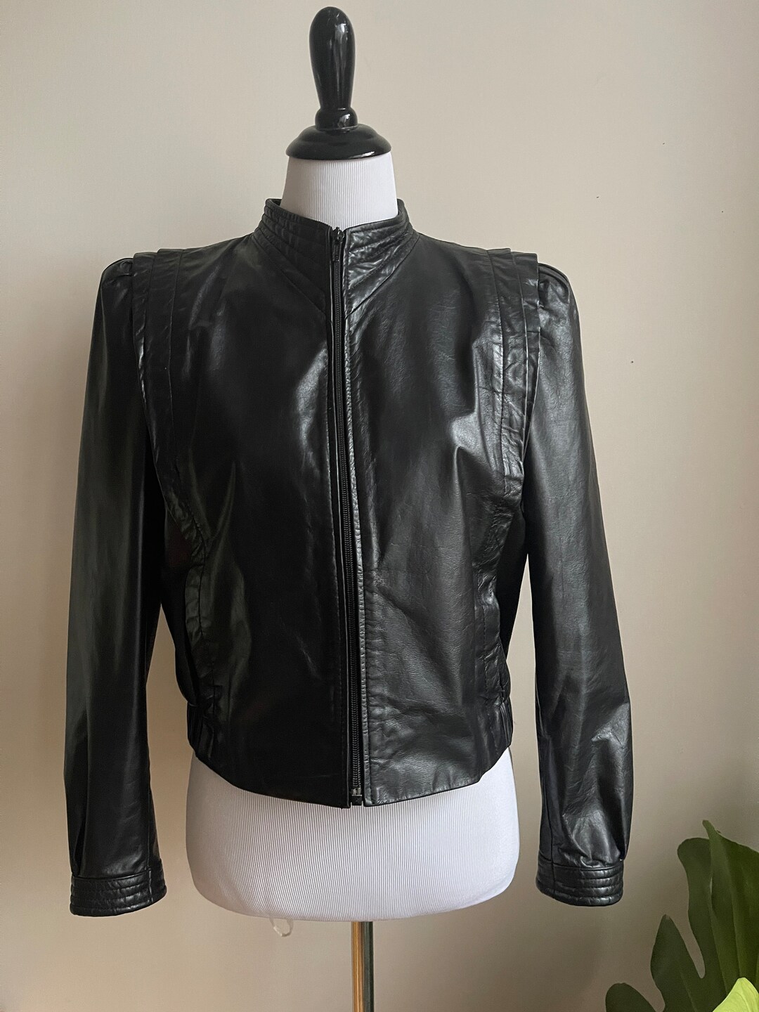 80s Black Leather Jacket - Etsy