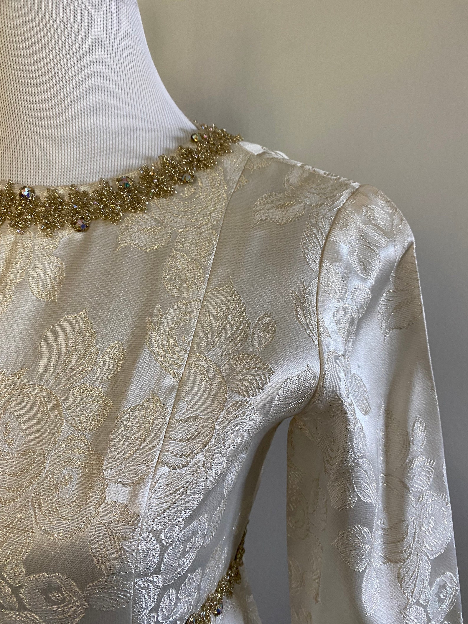 1960s Brocade Bead Trim Empire Waist Formal Maxi Dress - Etsy