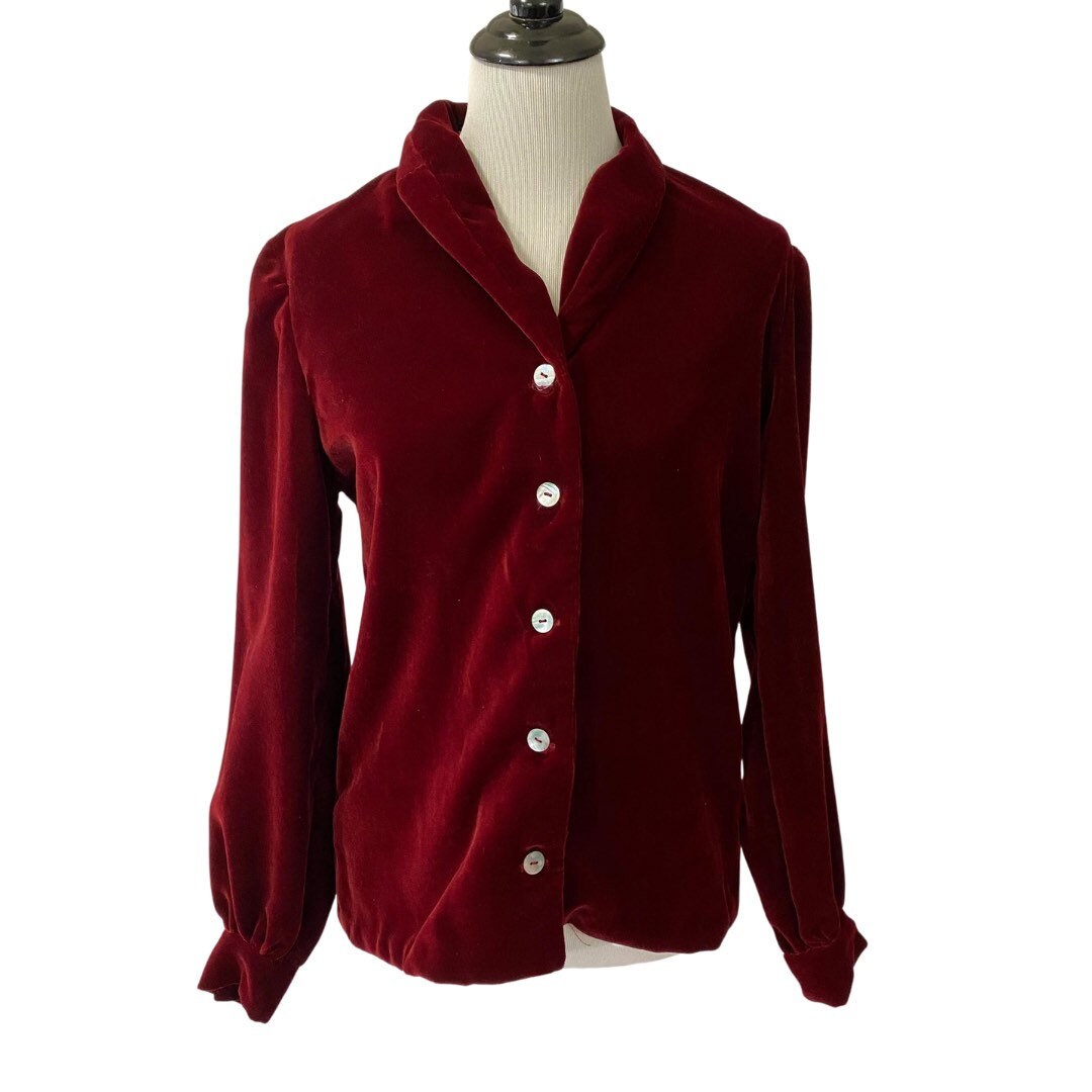 Vintage Red Velvet Handmade Blouse - Etsy