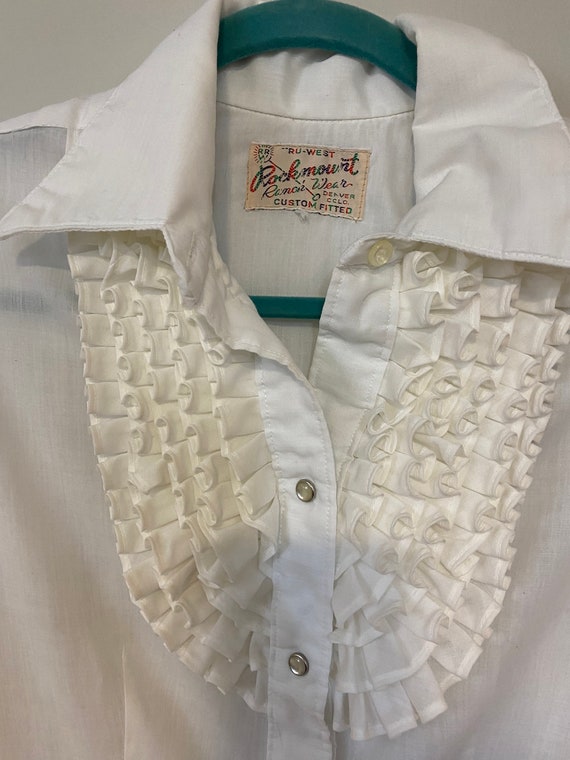 70s Rockmount Ranch Wear Ruffle Front Blouse - Gem