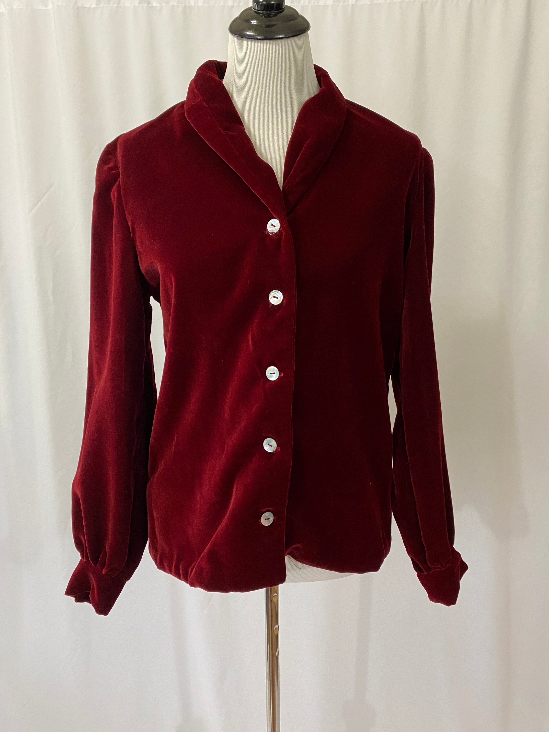 Vintage Red Velvet Handmade Blouse - Etsy