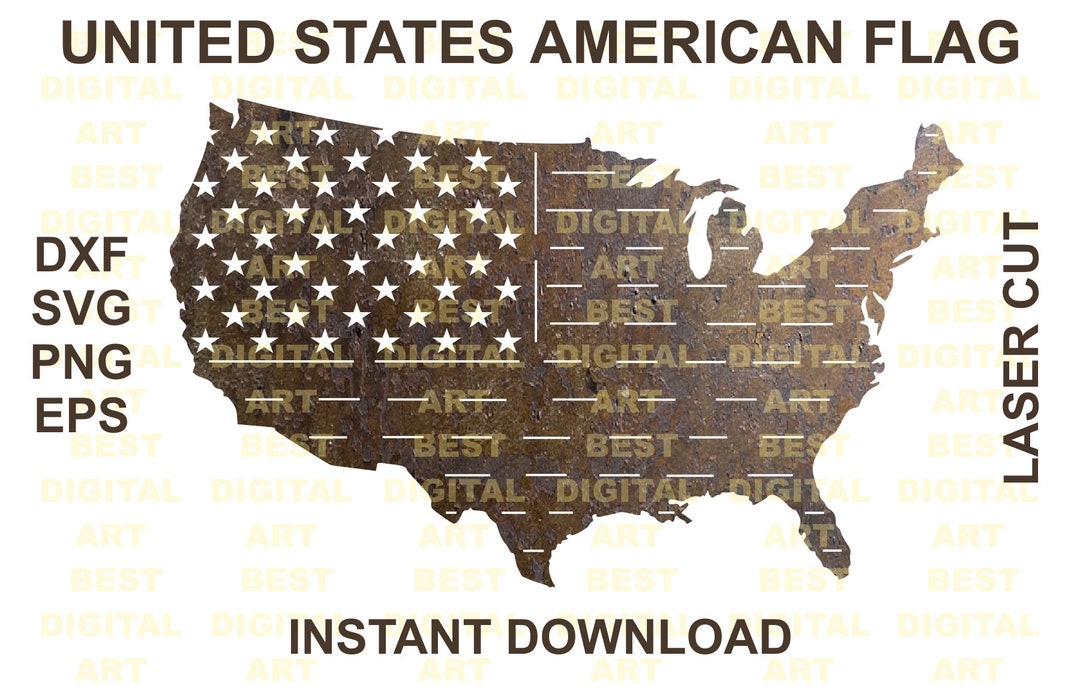 United States American Flag USA Flag Map Svg Eps Dxf Cut File Cnc ...