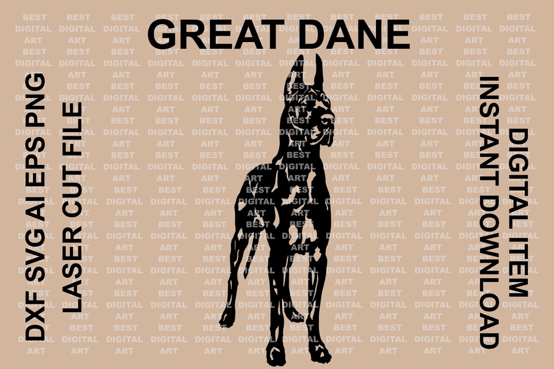 Great Dane Silhouette Svg Laser Cut Pattern Great Dane Ornament Svg Cut ...