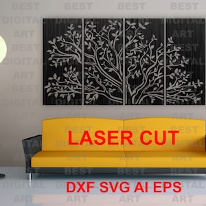 Large Tree of Life 4 Panels Wall Art Vector Model DXF Svg EPS Ai ...