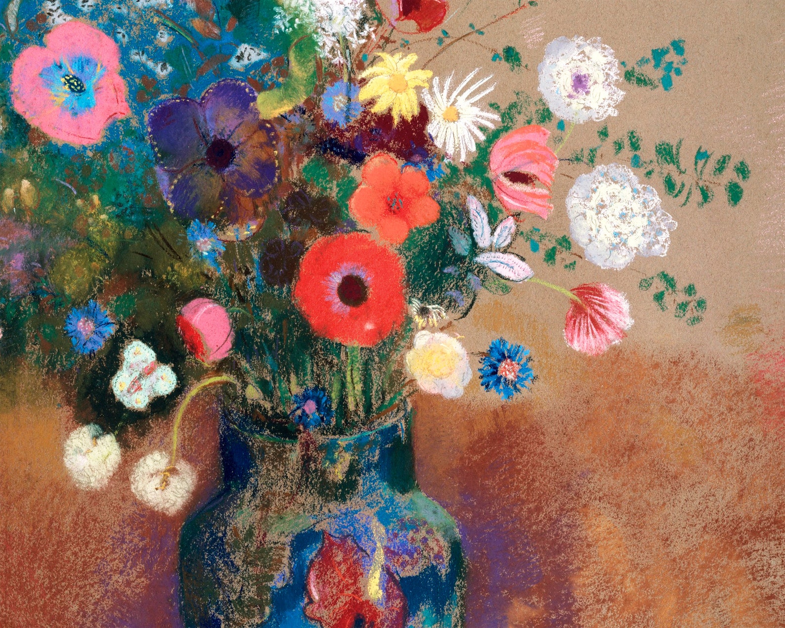 Vintage Odilon Redon Pastel Wall Art, DOWNLOADABLE Bouquet of Flowers ...