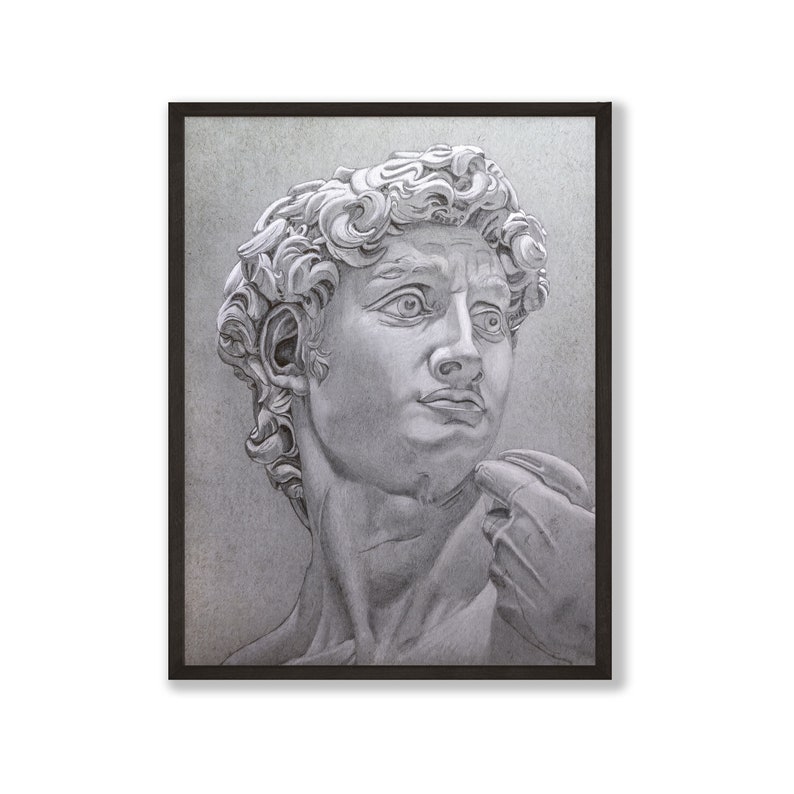 Downloadable Hand Drawn Michelangelo's David’s Face Statue, PRINTABLE ...