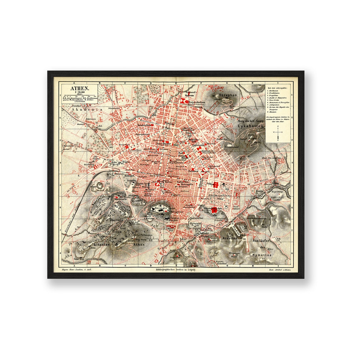 Old Map of Athens Greece 1884, DOWNLOADABLE Vintage Greece City Map ...