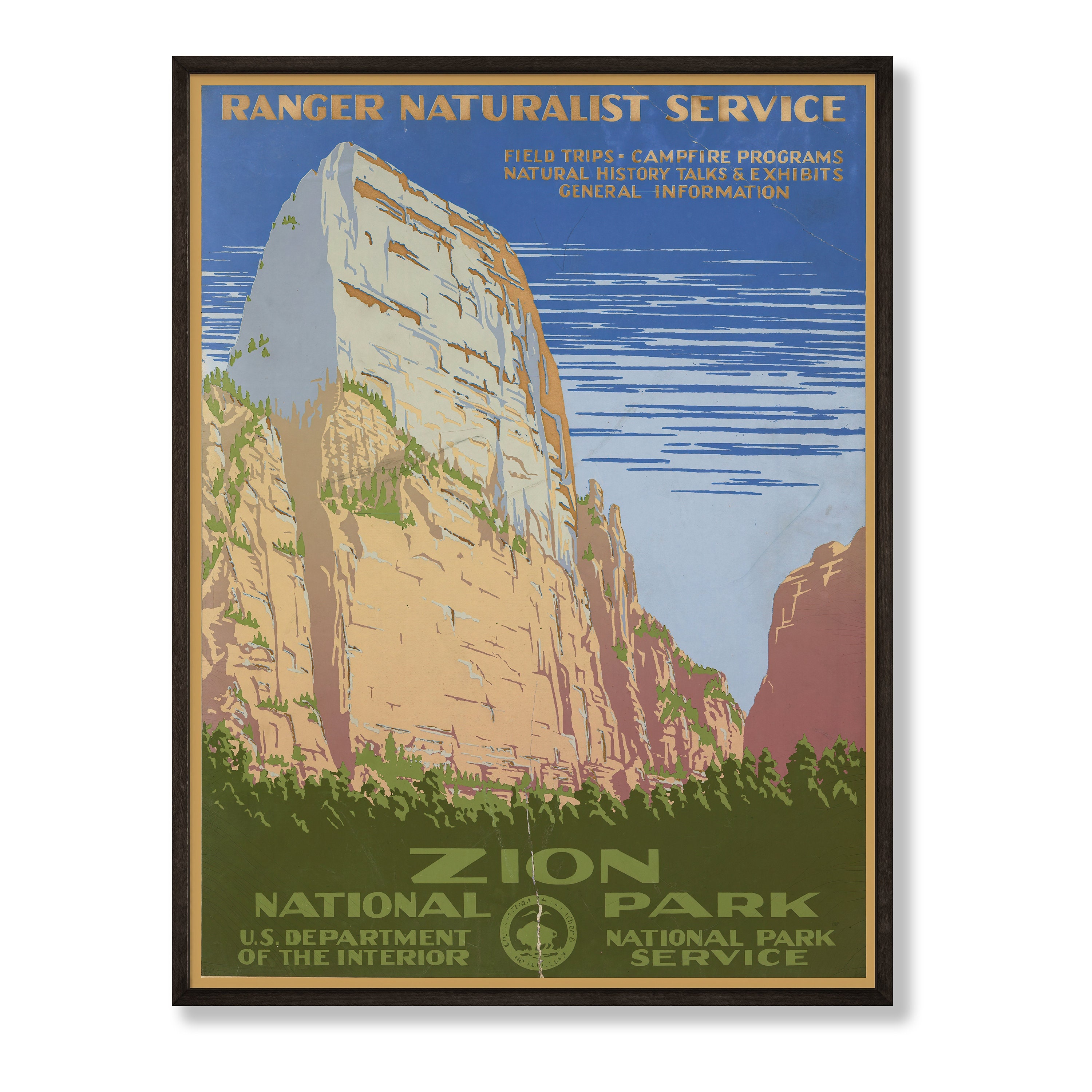 Zion National Park Poster, Vintage Travel Poster, National Park Print ...