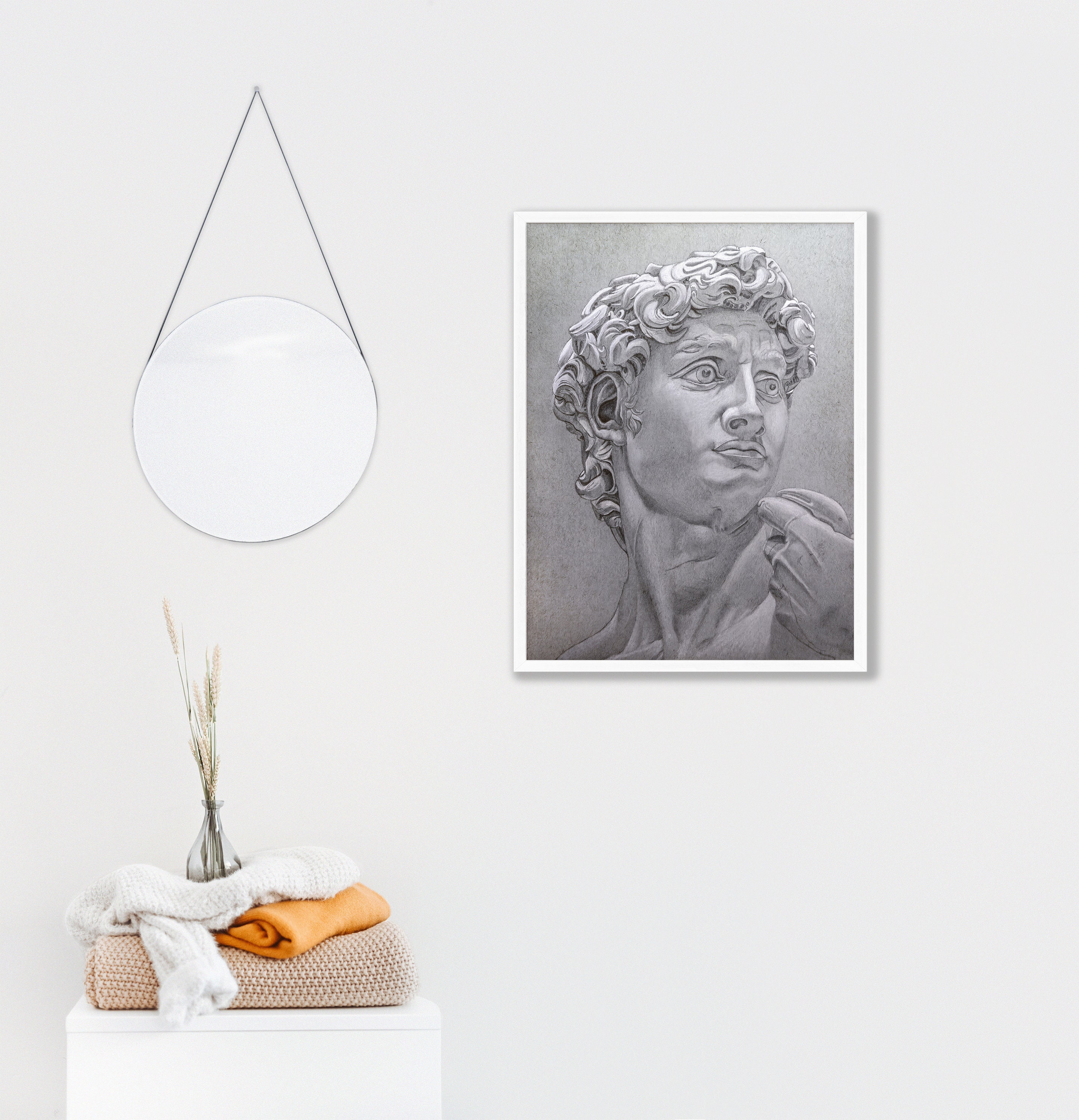 Downloadable Hand Drawn Michelangelo's David’s Face Statue, PRINTABLE ...