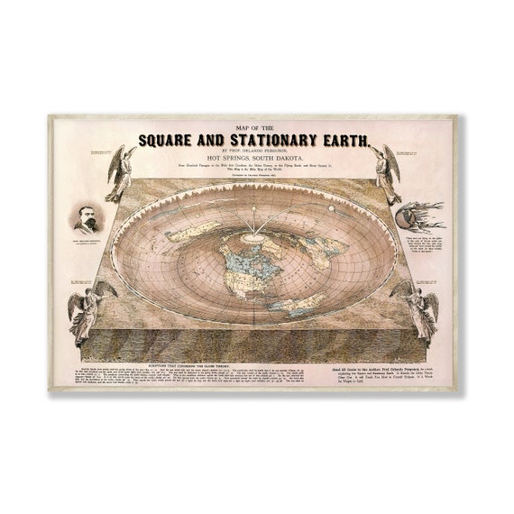 Vintage Downloadable Flat Earth Map Fun Novelty Old Map | Etsy