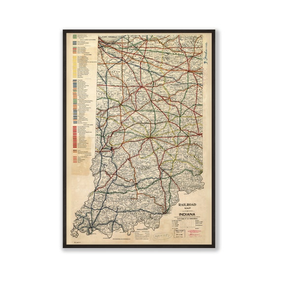 Printable Vintage Indiana Railroad Map Vintage 1896 Map of - Etsy