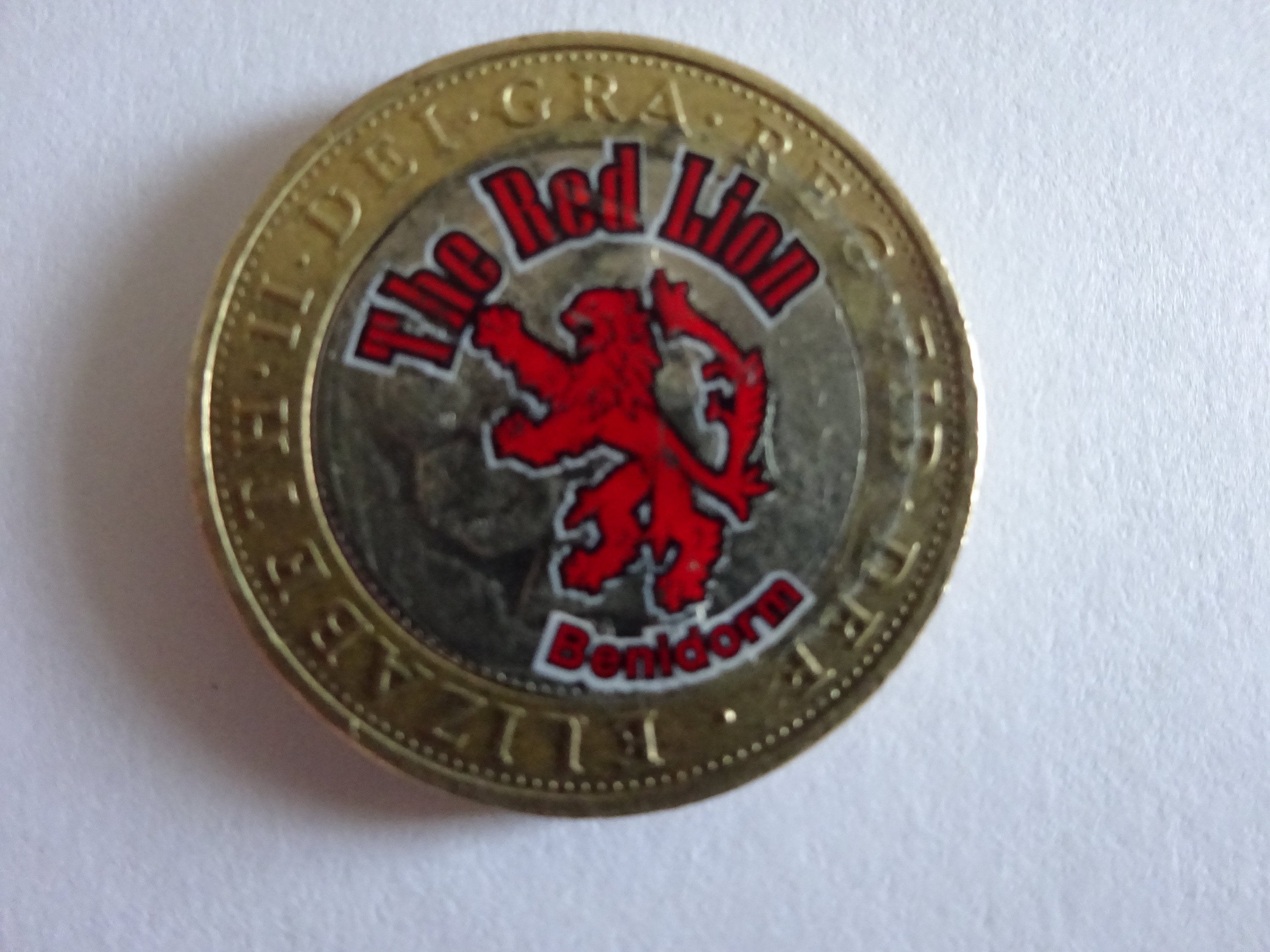 Two Pound Coin Red Lion Benidorm - Etsy
