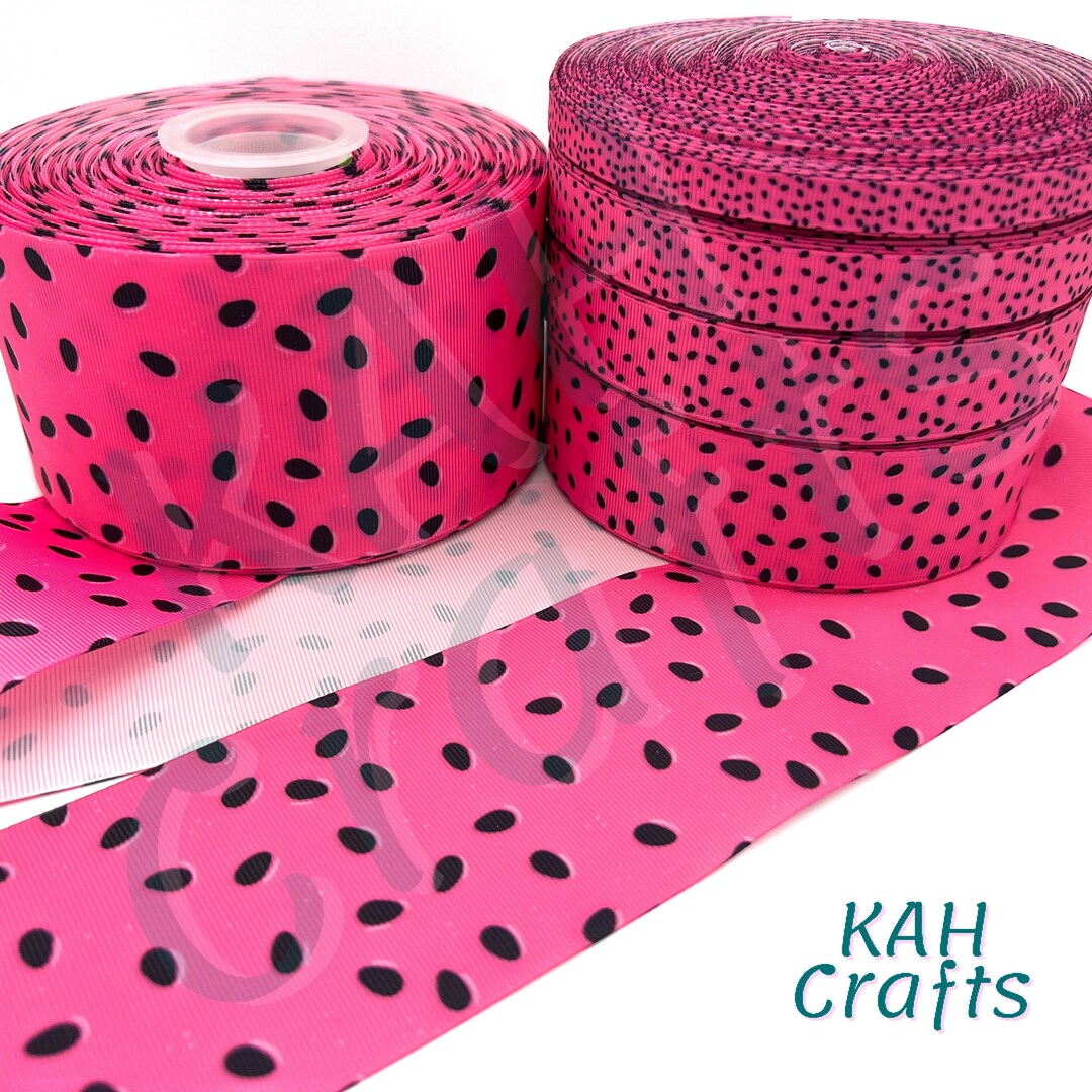 USDR Pink Watermelon Seeds Inside Grosgrain Ribbon You Choose Width - Etsy