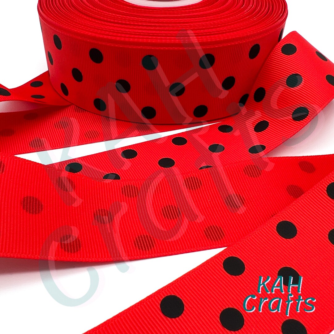 Red Black Polka Dots Double Sided 1.5" Grosgrain Ribbon - Etsy