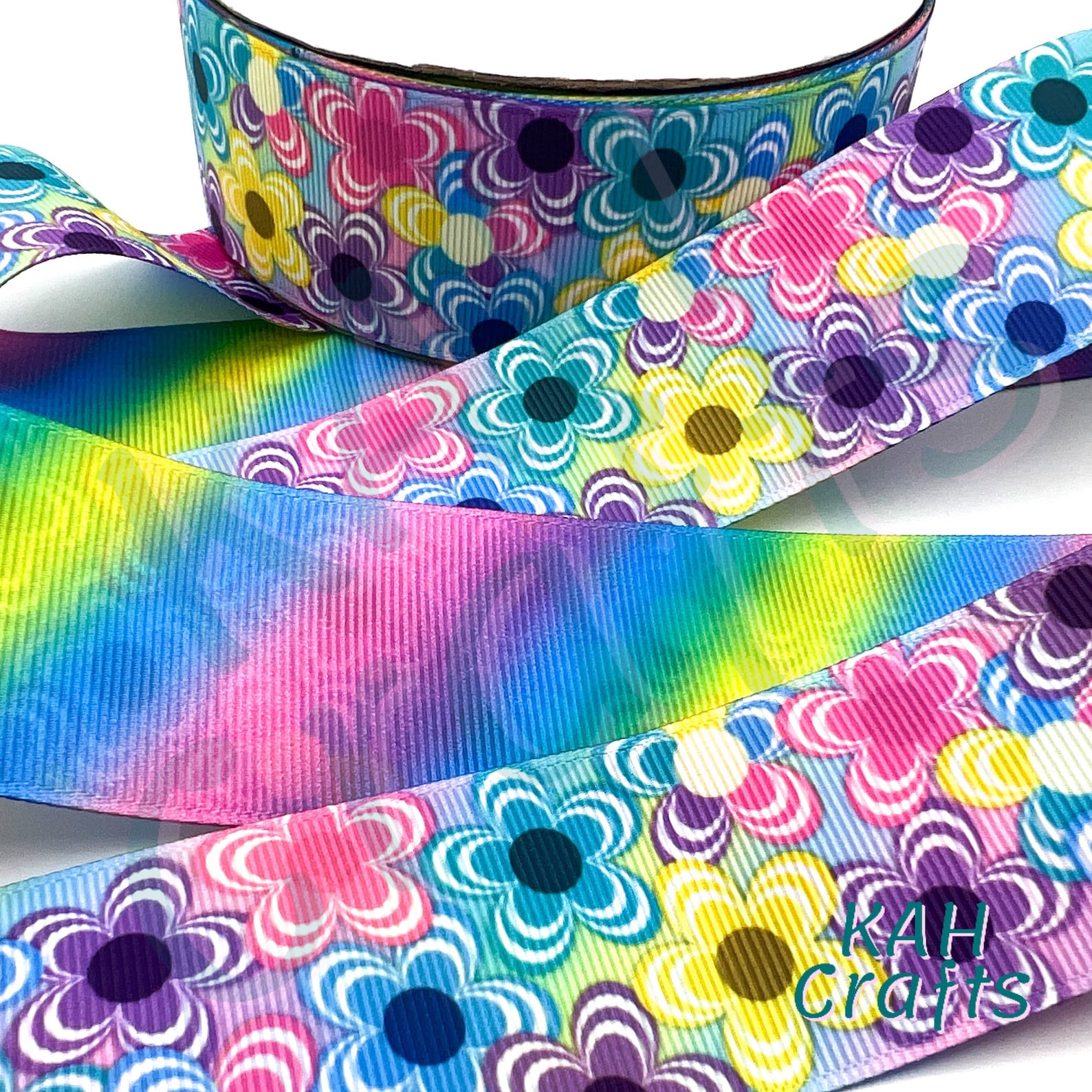 USDR Flowers Pastel Rainbow Horizontal Stripe Ombre Single or Double ...