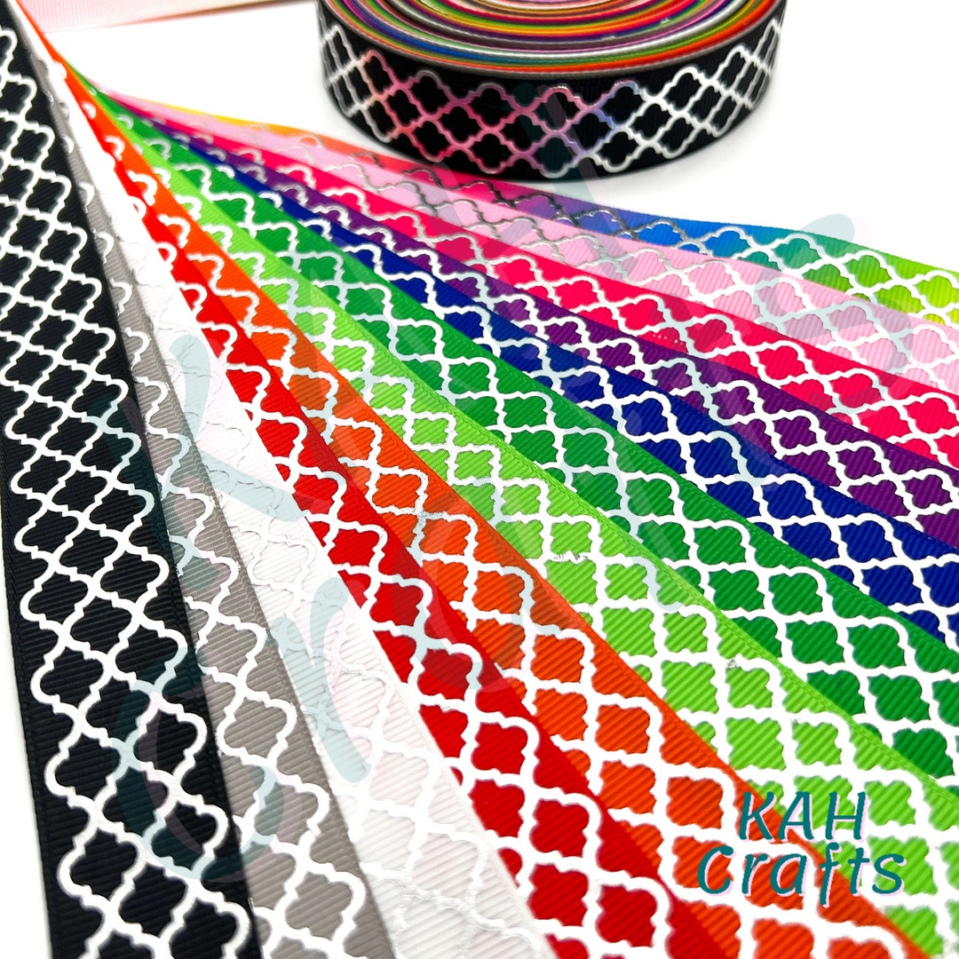 USDR Silver Foil Argyle Double Sided Grosgrain Ribbon You Choose Color - Etsy