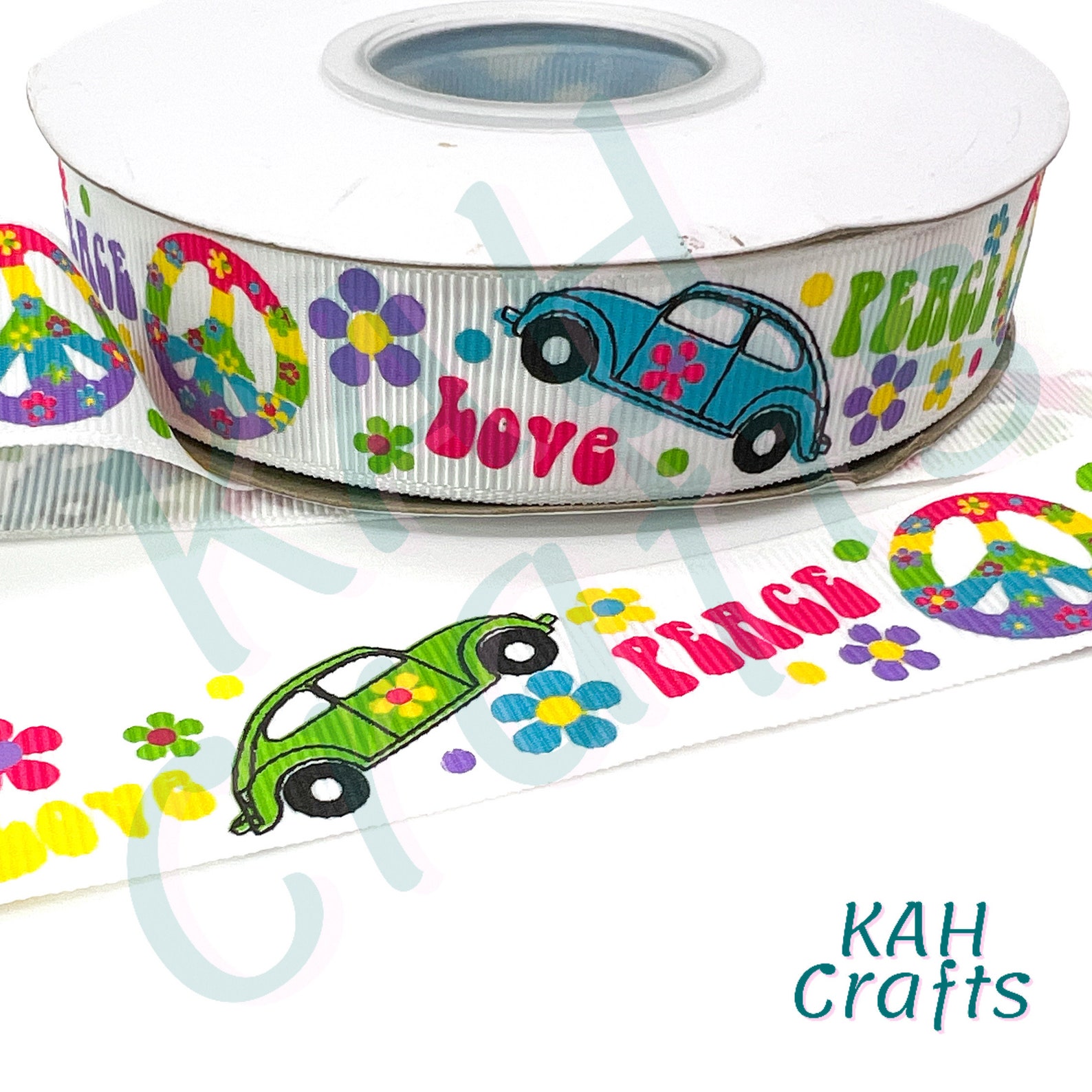 Peace Signs Love Bug 7/8" or 1" Grosgrain Ribbon You Choose - Etsy
