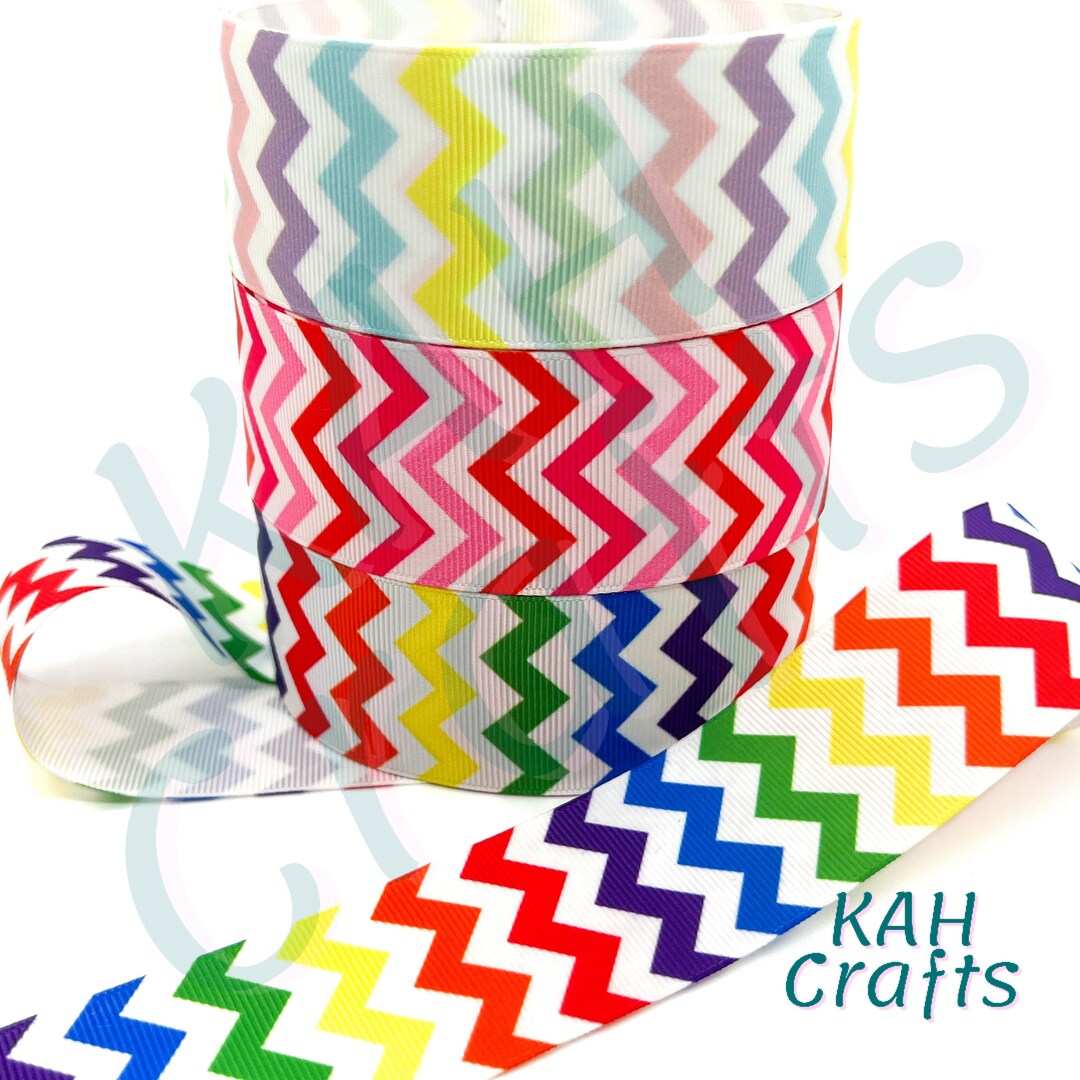 Rainbow, Pastel, Pinks Chevron Zigzag Stripes Pattern 1.5" Grosgrain ...