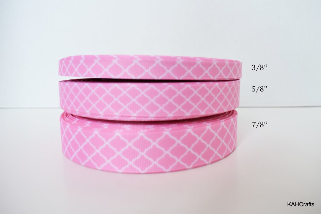 Pink Trefoil Pattern Grosgrain Ribbon You Choose Width - Etsy