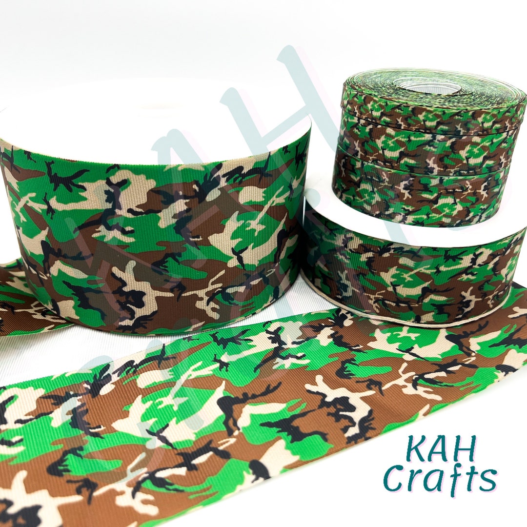 Camo Green Brown Grosgrain Ribbon You Choose Width - Etsy