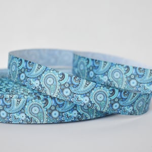 Blue Paisley Grosgrain Ribbon You Choose Width - Etsy