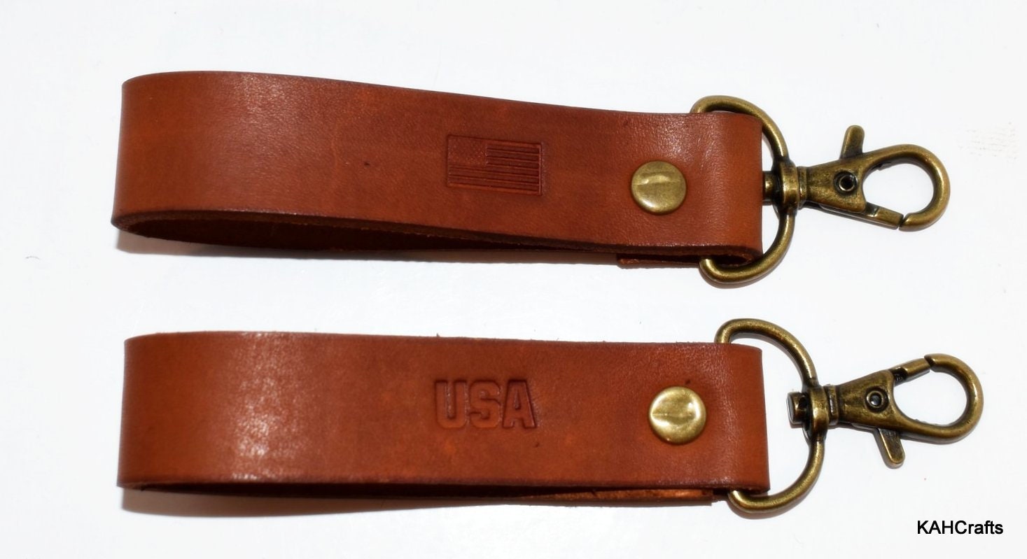 USA Flag Genuine Leather 4 Key Fob You Choose - Etsy