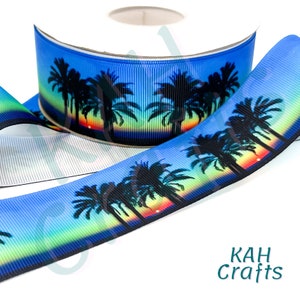 Beach Palm Trees Sunset 7/8" Grosgrain Ribbon - Etsy