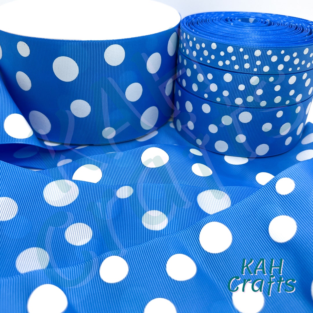 USDR Blue With White Ink Dots Double Sided Grosgrain Ribbon You Choose ...