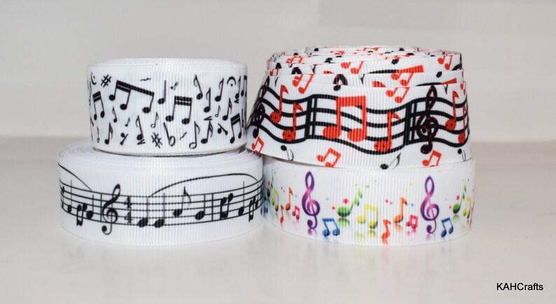 Music Notes Staff 7/8" or 1" Grosgrain Ribbon You Choose - Etsy