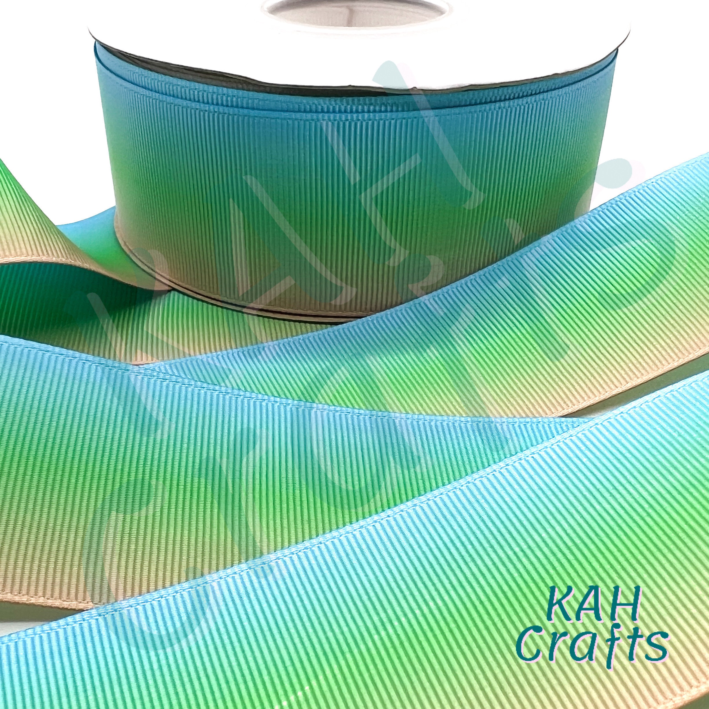 USDR Blue Green Tan Ombre Color Fade Grosgrain Ribbon You Choose Width ...