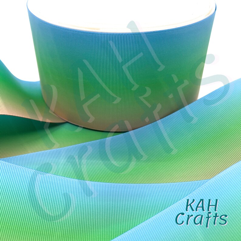 USDR Blue Green Tan Ombre Color Fade Grosgrain Ribbon You Choose Width ...