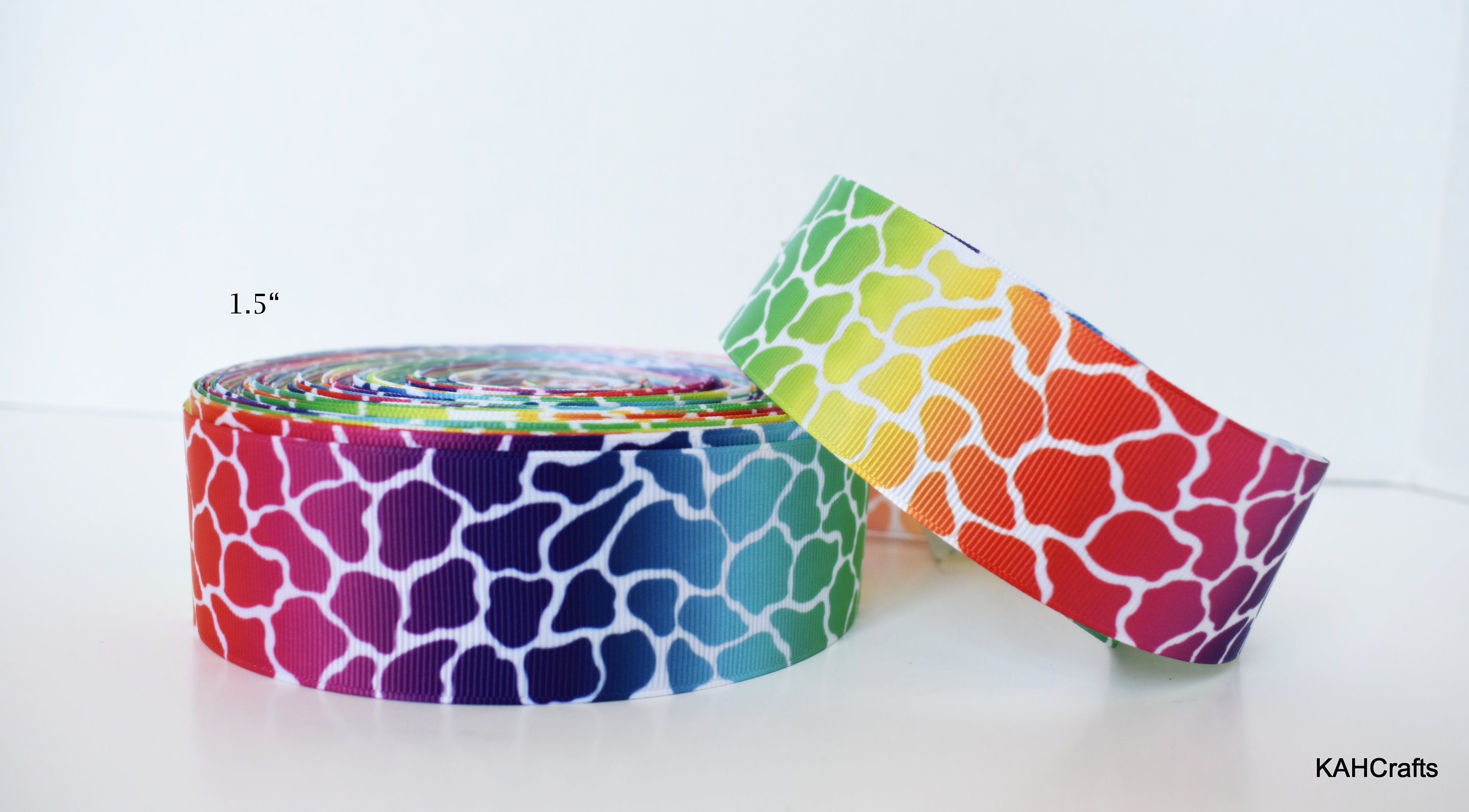 Rainbow Color Giraffe Grosgrain Ribbon You Choose Width - Etsy