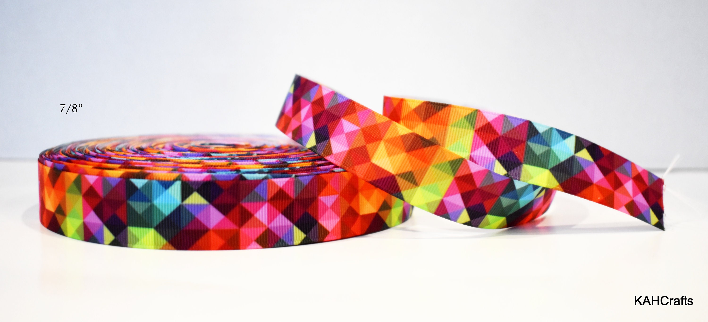 Geometric Diamond Pattern Grosgrain Ribbon You Choose Width | Etsy