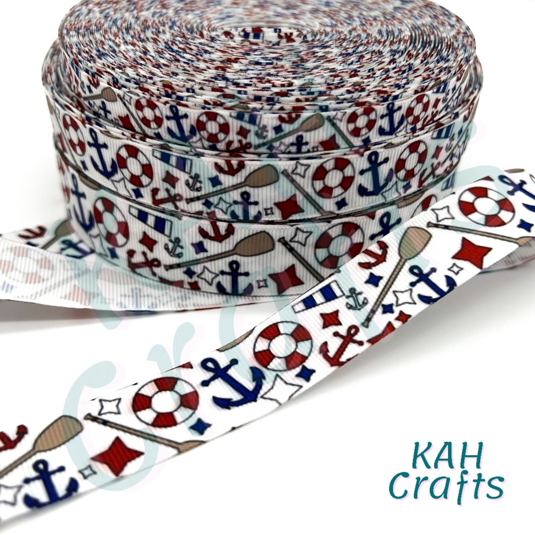 Nautical Anchor Boar Oar Paddle Grosgrain Ribbon You Choose Width - Etsy