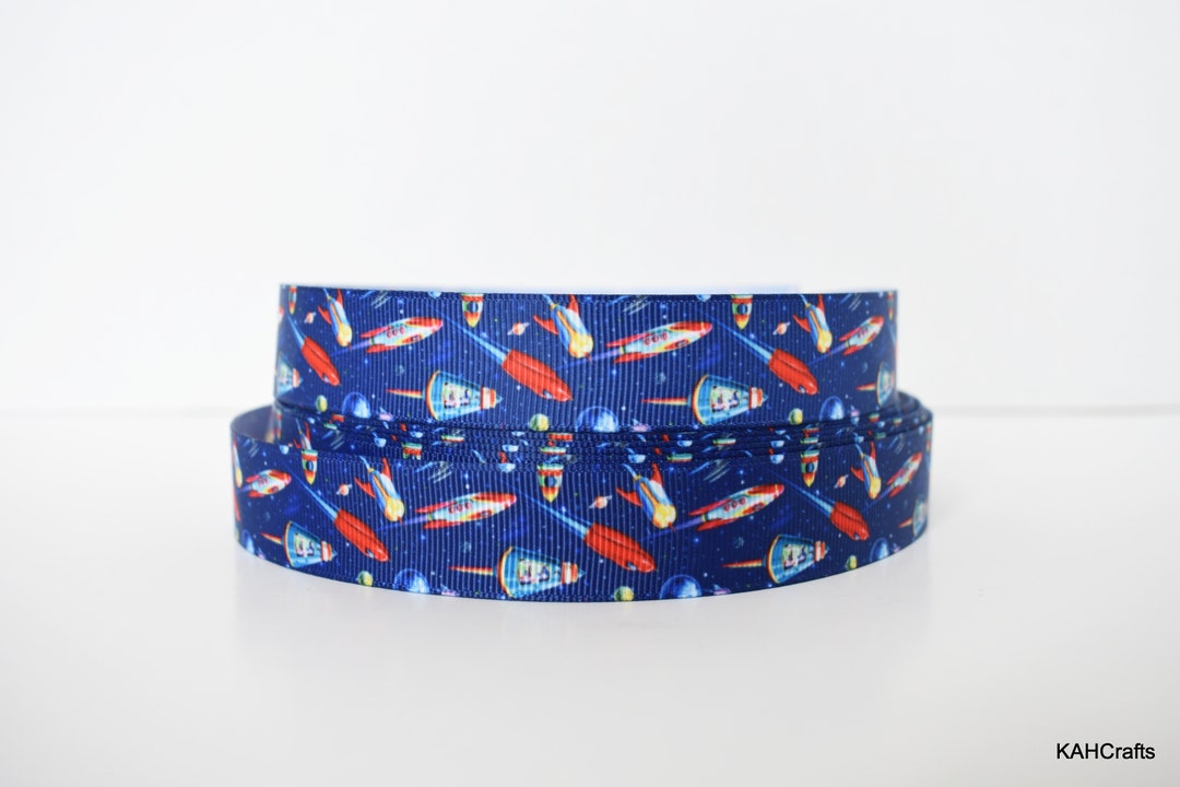 Rocket Ship Space Stars 7/8" Grosgrain Ribbon - Etsy